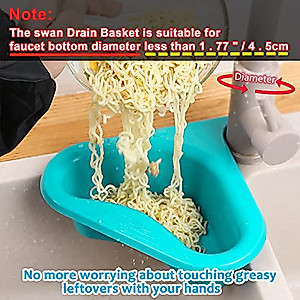 quirzx 2 Pack Swan Drain Basket for Kitchen Sink, Triangle Corner Kitchen Sink Drain Basket, Leftovers Food Catcher Basket (Blue)