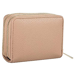 Heaye Card Case Wallet RFID with ID Window Zipper Small (Almond)