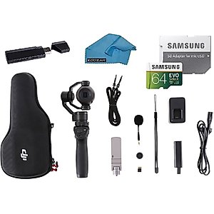 DJI OSMO Plus Camera Bundle - UHD 7X Handheld Fully Stabilized 4K 12MP Camera 3-Axis Gimbal Kit, with 64GB Micro SD Card Case FlexiMic + UV Filter + Lens Cap and More