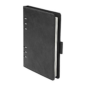 Oxford 6-Ring Professional Notebook, 7 x 9 Inch, Refillable Notebook, Ivory Paper, 100 Sheets, Black Faux Leather Cover (90004)