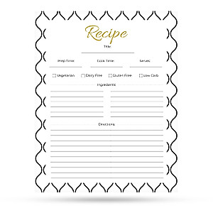 Primis3 Premium Recipe Binder Refills for 8.5" x 11" Recipe Binders, Sleek, Minimalist Design 50 Sheets Full-Size Recipe cards for your Favorite Recipes Binder, Matte Paper, Spill-Proof Sheet Covers