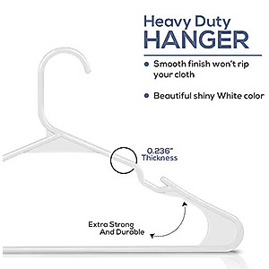 Utopia Home 50-Pack White Plastic Hangers for Clothes - Space Saving Notched Hangers - Durable and Slim - Shoulder Grooves