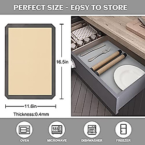 Elyum Silicone Baking Mat, 2 Pack Non-Stick Food Grade Silicone Mat for Baking, Reusable Heat Resistant Half Sheet Baking Mat for Cookies Macarons Bread Pastry (16.5"x11.6", Grey)