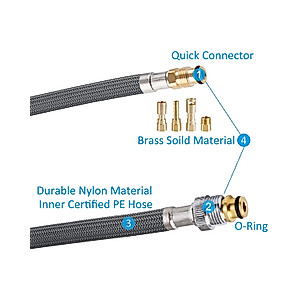 Hygie Rinse RP50390 RP44647 Kitchen Faucet Hose Replacement Compatible with Delta DST/Non-DST Faucets, Pull-Down Pull-out Faucet Spray Hose Replace with 4 Adapters, 67 Inches Chrome