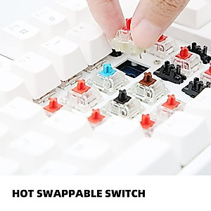 IROK FE87/104 Pro Wireless hot-swappable Gaming Keyboard, backlighting Mechanical Keyboard, Silenced Construction, Bluetooth/2.4G/Wired for Windows PC Gamers White-Red Switch