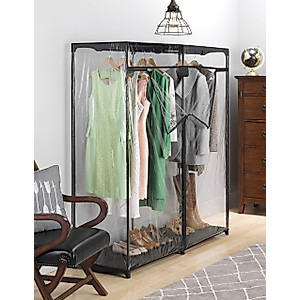Whitmor Extra Wide Clothes Closet - Freestanding Garment Organizer with Clear Cover