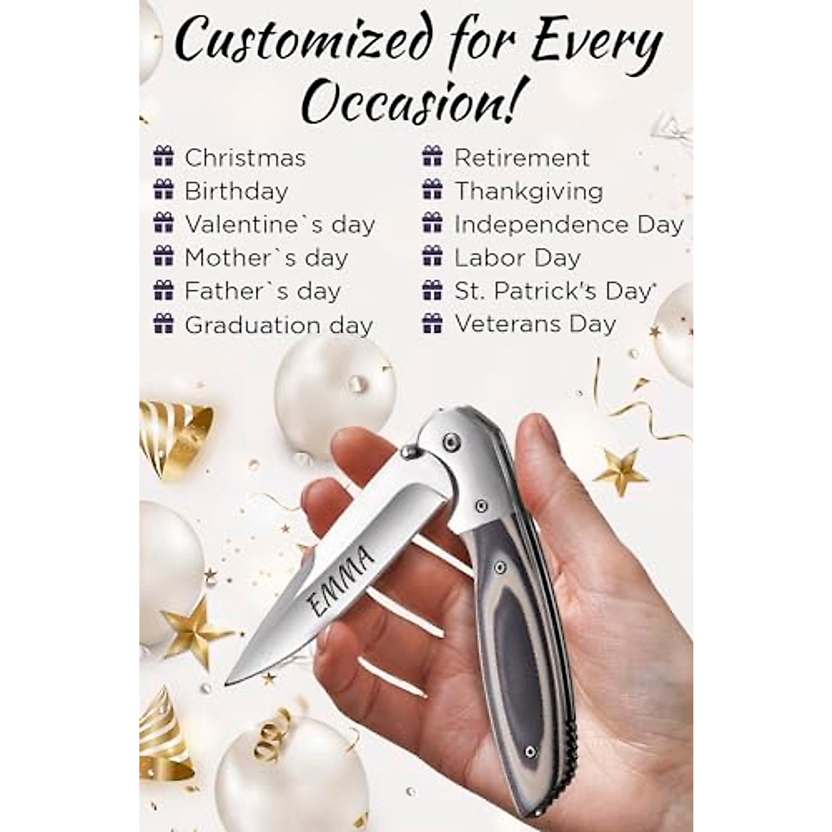 Grand Way Customized pocket Knife – Customized Gifts – Men’s Unique Knife for Him – Best Custom Knives – Cool Engraved Present for Husband Boyfriend – Gift for Birthday 04003 PS