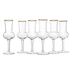 The Wine Savant Crystal Set of 6 Grappa Glasses 3oz Post Dinner Drinks, Italian Tulip Shape, Tasting Glasses, Perfect For Nosing and Sipping, Glasses for Absinthe, Aperol, Sherry, Aperitif, Scotch