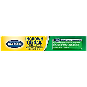 Dr. Scholl's Ingrown Toenail Pain Reliever, 0.3oz / Medicated Gel Softens Nails for Easy Trimming and Foam Ring and Bandage Protect the Affected Area