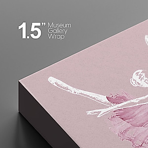 NWT Canvas Print Wall Art Ballerina Dancing in Pink Dress Dance Fashion Illustrations Modern Art Chic Portrait Expressive Multicolor Cool for Living Room, Bedroom, Office - 16"x24"