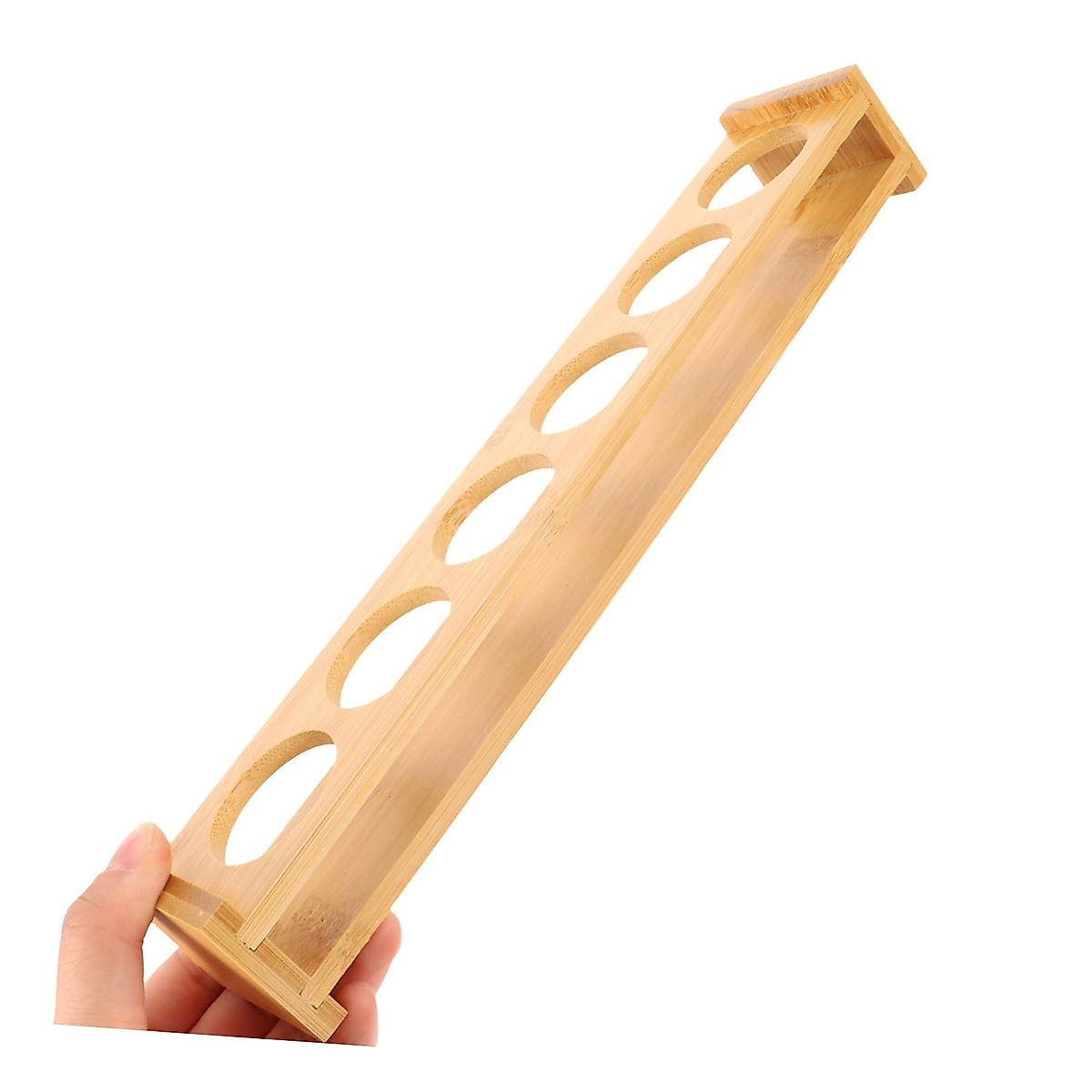 Cabilock Wine Cup Server Dish Wood Beer Flight Tray Bamboo Wine Glass Holder Modern Wooden Wine Rack Wine Cup Display Rack 6 Holes Wine Cup Server Dish Wood Paddle Serving Tray