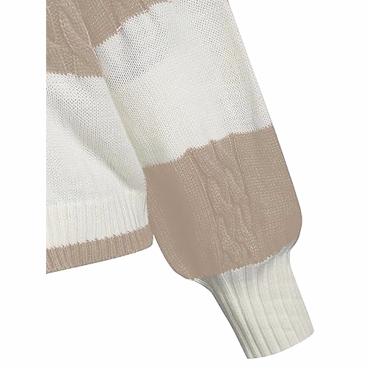 ZAFUL Women 2023 Striped V Neck Long Sleeve Sweater Fall Lapel Collar Ribbed Knit Loose Pullover Sweater Jumper Top Brown