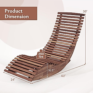 Nightcore Rocking Outdoor Lounger Chair with Slatted Design, Acacia Wood Outdoor Lounger with High Back, Outdoor Wooden Sun Lounger for Backyard, Sunbathing, Garden (2)