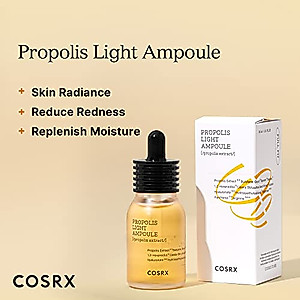 COSRX Propolis Ampoule, Glow Boosting Serum for Face with 73.5% Propolis Extract, 1.01 fl.oz / 30ml, Hydrating Essence for Sentsitive Skin, Fine Lines, Uneven Skintone, Not Tested on Animals, No Parabens, No Sulfates, No Phthalates, Korean Skincare