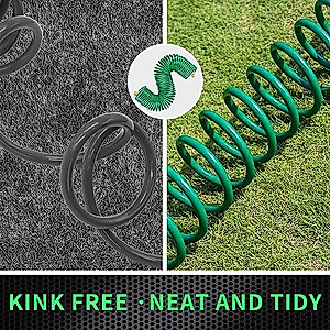 HooSeen EVA Recoil Garden Hose 25ft,Coil Garden Hose with 10 Patterns Hose Nozzle,Flexible Water Hose with Solid Brass Connector for Outdoor, Boat,Lightweight and Kink Free (25FT, Green)