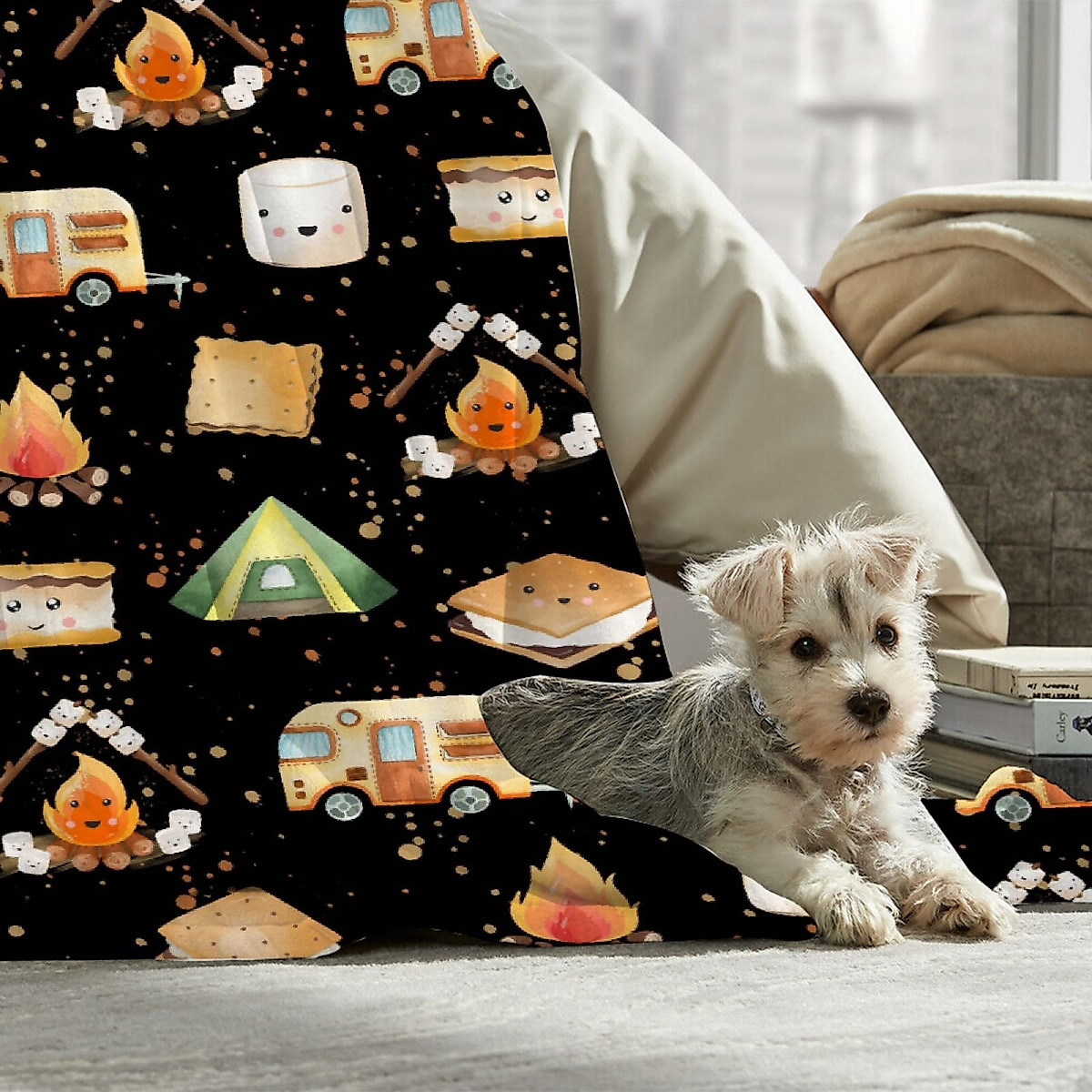 Cute S'Mores Blanket | Ultra Soft Marshmallow Throw Blanket | Plush Warm Cozy Roasted Marshmallows Blanket for Couch/Sofa/Travel/Camping | 40"x50" Camping Blanket | Camper Gifts Home Decor