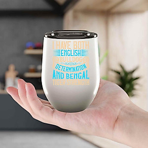Humorous Gift - Determination And Strength Bulldog Design Gift, Great Grandson's Graduation Present - Of Tenacity Appreciation On 12oz Wine Tumbler Cup