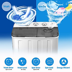 COSVALVE Portable Washing Machine 17lbs Compact Twin Tub Washer and Dryer Combo for Apartments,Dorms,RV's,College Rooms,Camping