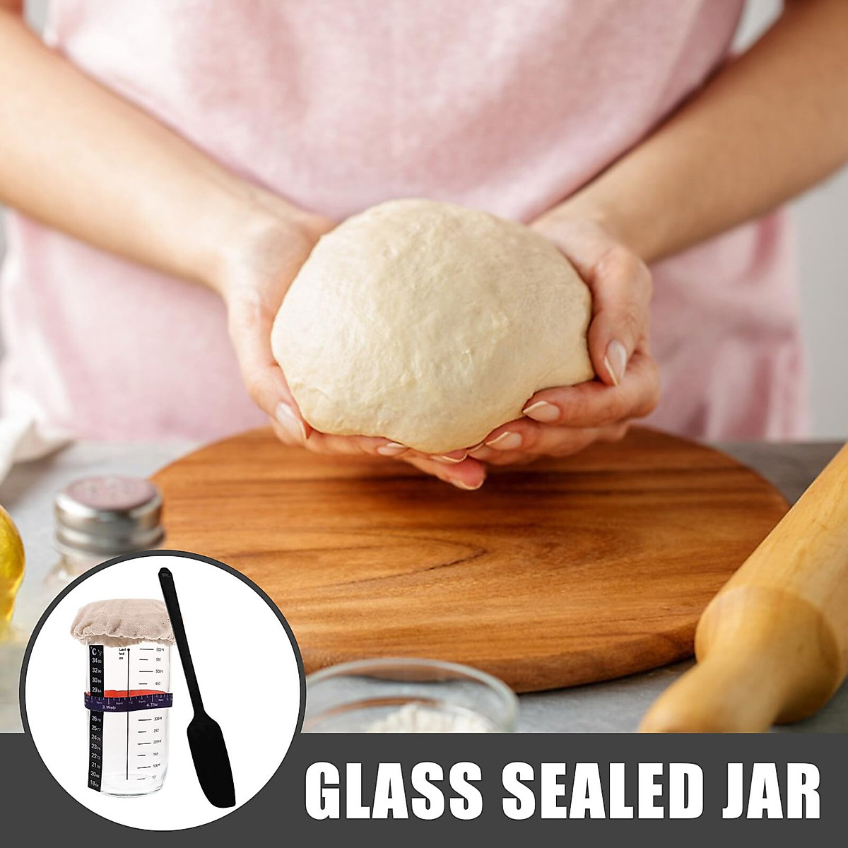 1 Set Tank with Scale Glass Jar Sourdough Bottle with Scale Sourdough Starter Jar Kit Sealing Canister Glass Container Sealed Container Glass Storage Kettle