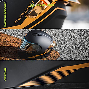 HAX Obsidian Full Face Dual Visor Adult Motorcycle Helmet for Motorbike Street Bike with Pinlock Ready DOT Approved Matte Black Gold XL