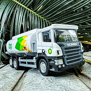 BDTCTK Compatible for Scania Tanker BP Fuel Tank Car Model Truck Toy Cars, Zinc Alloy Die-Cast Pull Back Vehicles Kid Toys for Boy Girl Gift