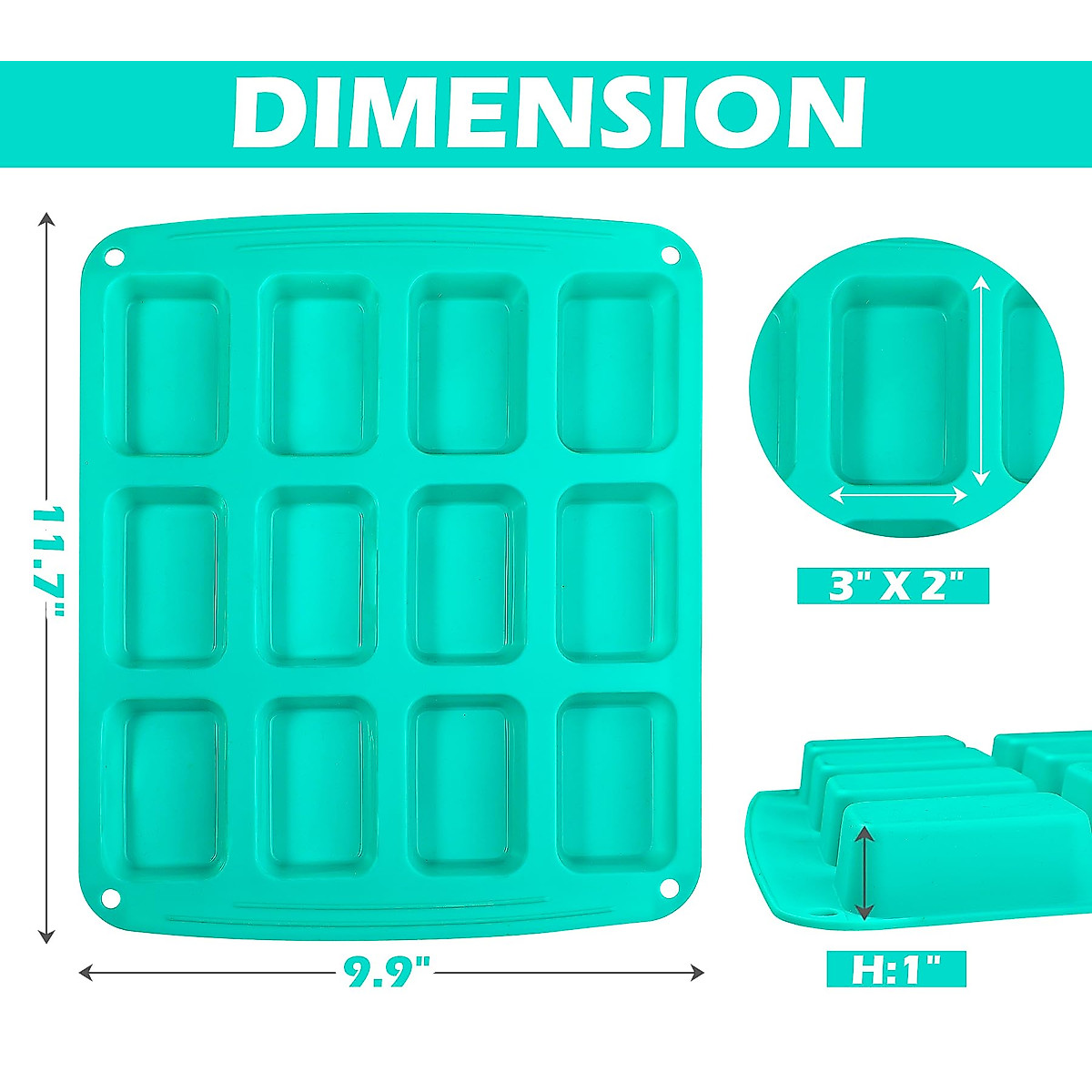Webake Brownie Pan Silicone Mini Loaf Pan, Rectangular Bar Mold For Cornbread, Soap, Candy, Bread Baking, Butter, Granola Snacks, Keto Fat Bomb and Energy Bar(LFGB Standard)