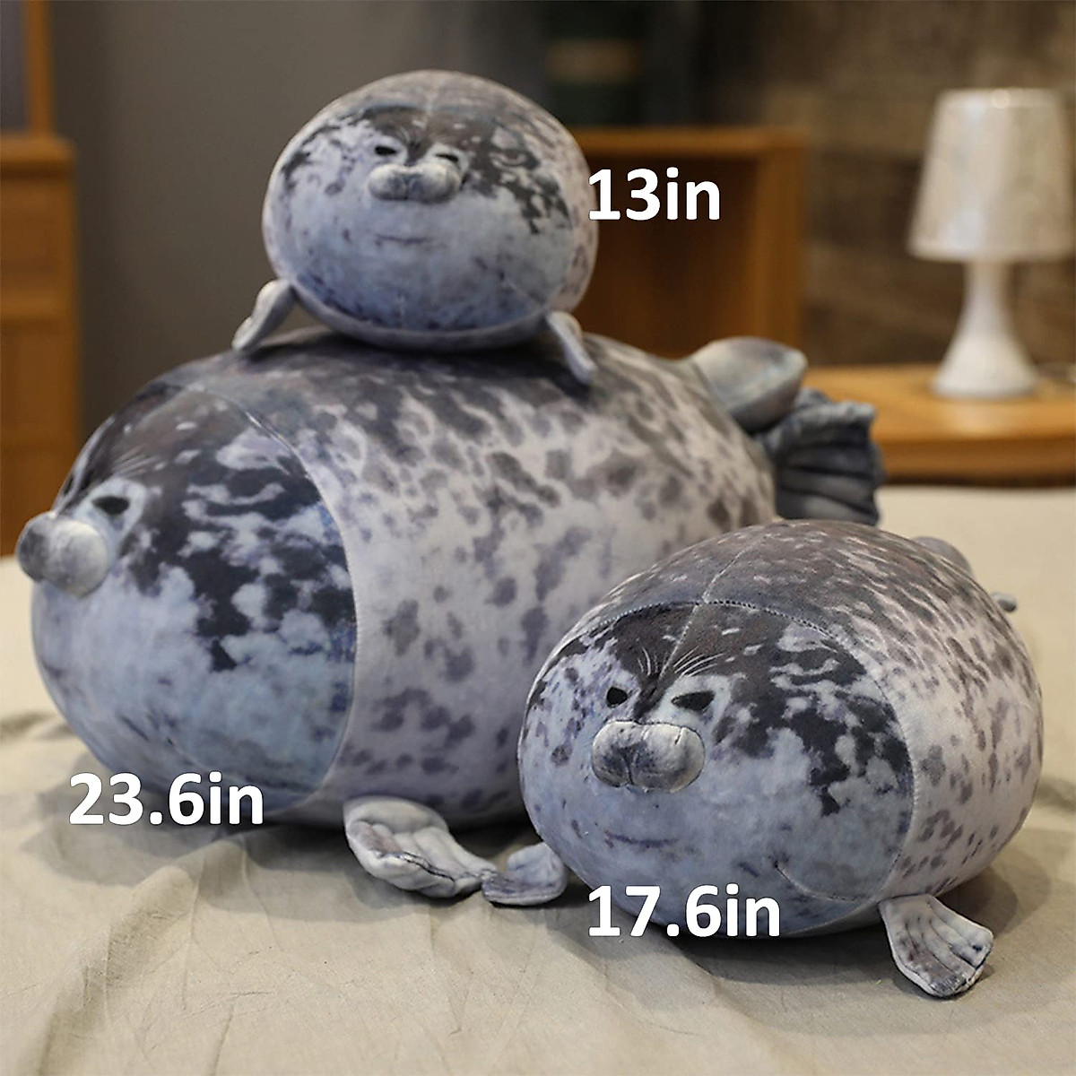 ARELUX 23.6in Soft Seal Plushie Pillow, Chubby Blob Seal Hugging Pillow,Cute Stuffed Animal Plush Pillow Toy Kawaii Room Decor for Kids Boys Girls