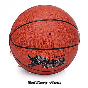 Basketball Ball Shaped Round Shoulder Bag handbag Messenger Crossbody bag Chain Diagonal Pack Bag for Women Girls (Basketball-Brown)