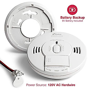 Kidde 21007624 AC Photoelectric Smoke and Carbon Monoxide Detector Alarm | Hardwired with Battery Backup | Model # KN-COPE-IC