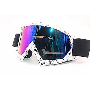 DPLUS Motorcycle Goggles Cycling Goggles Dirt Bike ATV Goggles Anti-UV Adjustable Riding Offroad Protective Combat Tactical Military Goggles for Men Women (White)