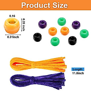 Halloween Pony Beads Plastic Beads Craft Beads Pipe Cleaners Chenille Stems Pompoms and Wiggle Eyes for Halloween Craft and Art DIY Decoration