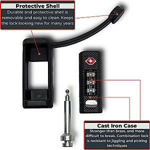 1x Black, 1x Red TSA Approved Tactical Gun Case Locks | Protective Rubber Sleeve & Cut-Resistant MonoShaft | Secure Single Shaft Padlock for Guns Luggage Rifles Pistols & Revolver Cases - Child Safe