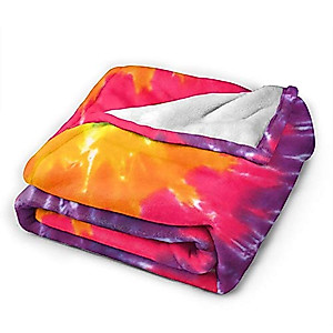 Tie Dye Abstract Fleece Throw Blanket, Fuzzy Warm Throws for Winter Bedding, Couch and Plush House Warming Decor Gift Idea (60"x50")