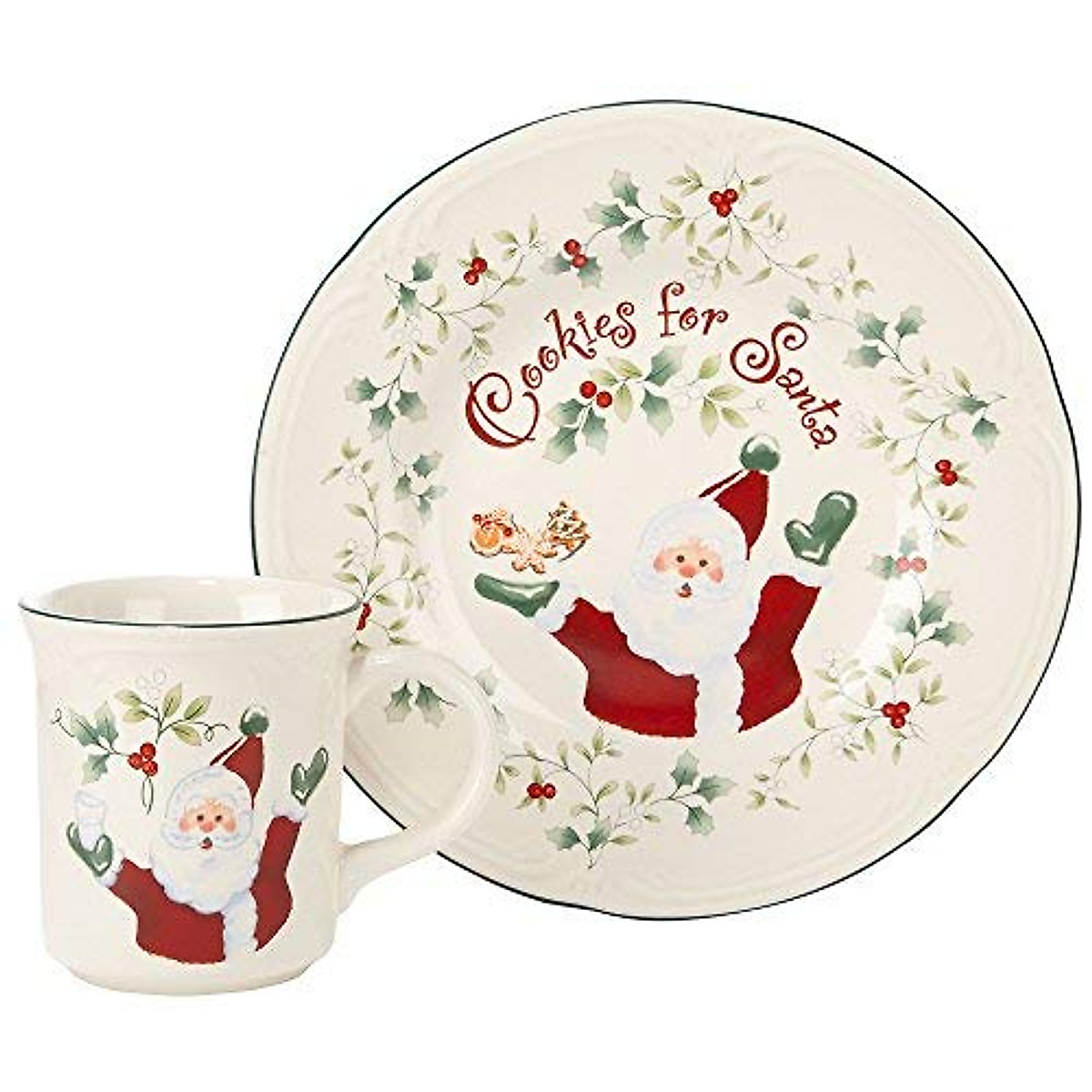 Pfaltzgraff Winterberry "Cookies And Milk For Santa" Set