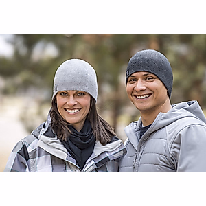 Cascade Mountain Tech Merino Wool Blend Beanie Hats for Men and Women - Outdoor Cold Weather - 2 Pack, Light Grey and Dark Grey