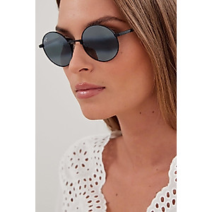 Maui Jim Mokupuni Round Sunglasses, Deep Black/Neutral Grey Polarized, Medium