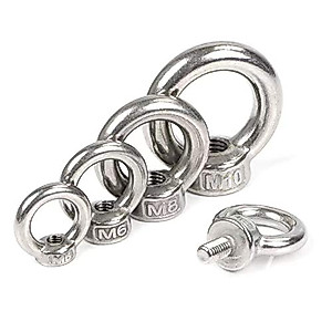 2 Pcs Lifting Eye Nut M12 Female Thread 304 Stainless Steel Round Shape for Rope Fitting （M12，2 Pcs）