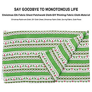 Christmas Cotton Fabric Green Elk Linen Cloth Quilting Patchwork Bundles Fat Quarters Precut Sewing Scrap for Xmas DIY Stocking Wreath Doll Dress Bag Apron Craft