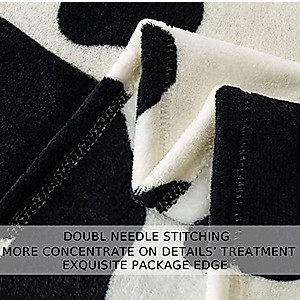 Flannel Fleece Cow Print Blanket King Size - Premium Anti-Static Super Soft Cozy Plush, Lightweight Microfiber Winter Warm Cow Print Throw Blanket for Couch Sofa Bed 90" x 108"(Black Cow King)