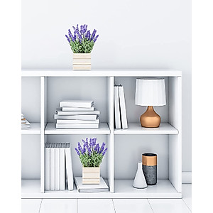 DDHS Artificial Lavender Flowers Potted Plant 2 Packs Spring Fake Plants for Farmhouse Home Kitchen Bedroom Decor Indoor Outdoor Wedding Garden Office Patio Decoration