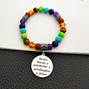 Pdouself Grandma Birthday Gifts Chakra Healing Beads Bracelets from Granddaughter Grandmother Expandable Bangle for Women Christmas Jewelry Mothers Day Gift (grandmother-chakra)