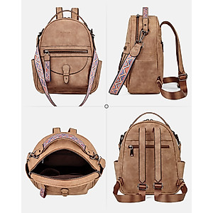 FADEON Mini Backpack Purse for Women, Designer Leather Cute Roomly Small Backpacks, Ladies Shoulder Backpack Fashion Handbag