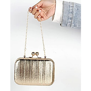 Women's Clutch Bag Chic Handbag Shoulder Bag Solid Color Purse Shine Evening Bag