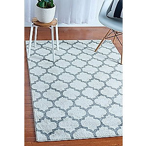 Unique Loom Trellis Collection Modern Morroccan Inspired with Lattice Design Area Rug, Rectangular 4' 1" x 6' 1", Beige and Gray/Gray