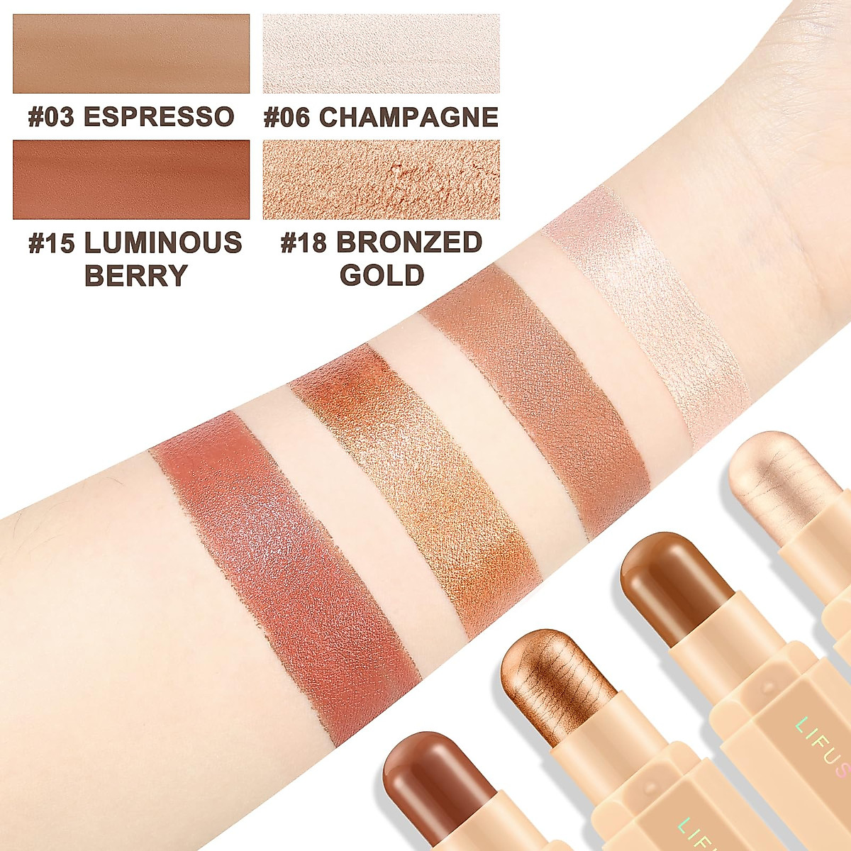 Face Cream Contour Stick Bronzer Stick Highlighter Stick Blush Stick Illuminator Makeup Glow Kit,Long Lasting Highly Piamented Skin Brighten Shadow Contour Bronzer Highlighter Blush Powder-A3