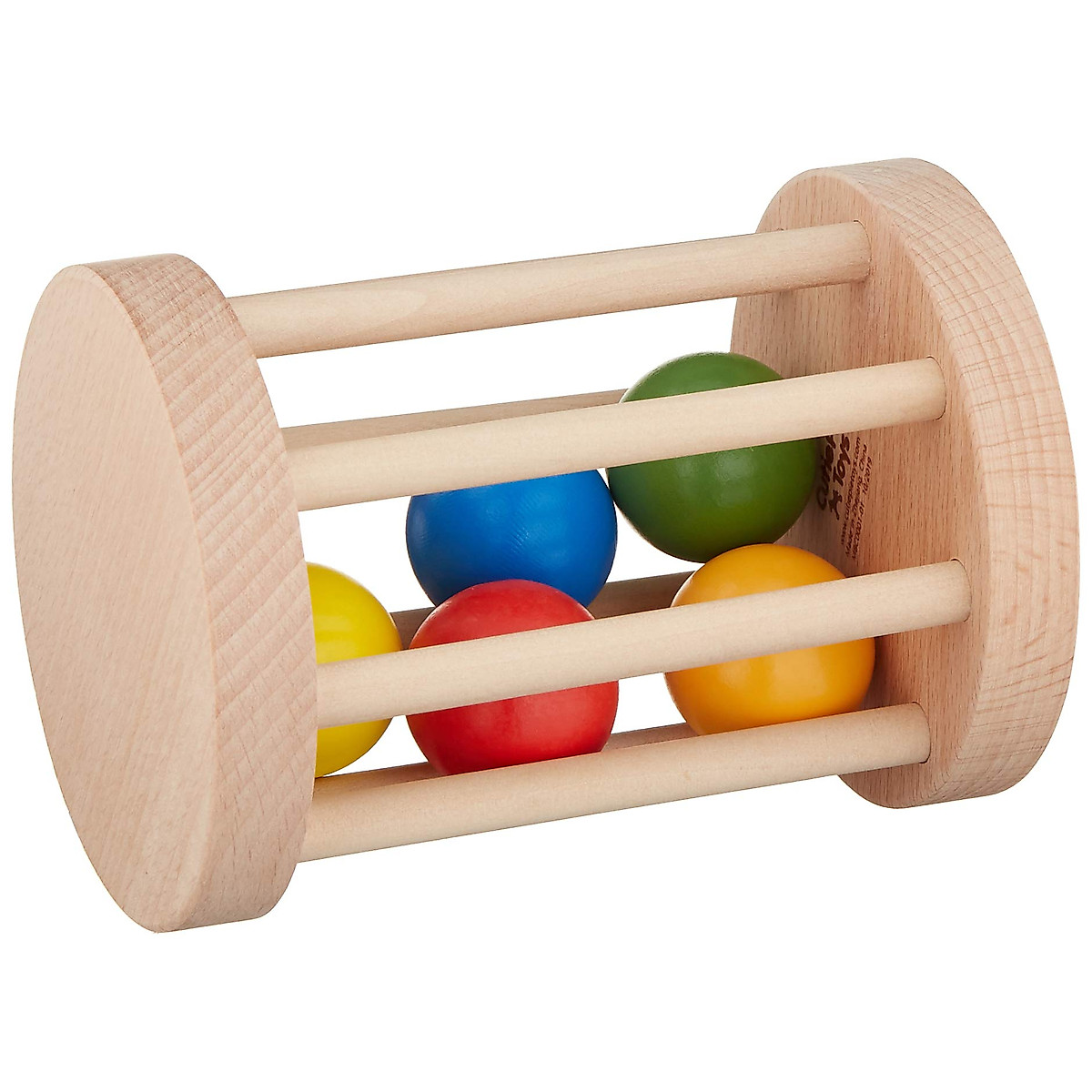 Montessori Ball Cylinder Rolling Drum - Wooden Rattle Rolling Toy - Crawling Toy for Babies 6-12 Months