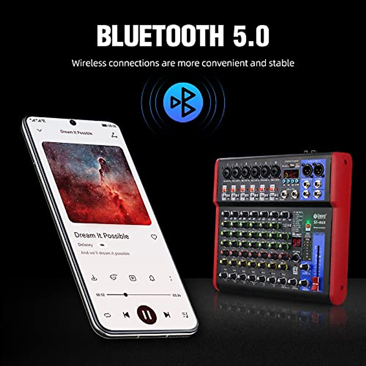 D Debra SI Series Professional Portable Recording Mixer Audio with 99 DSP Digital Effects Mic Preamps and USB for DJ Mixer Console Karaoke Home Recording Studio (SI-8UX)