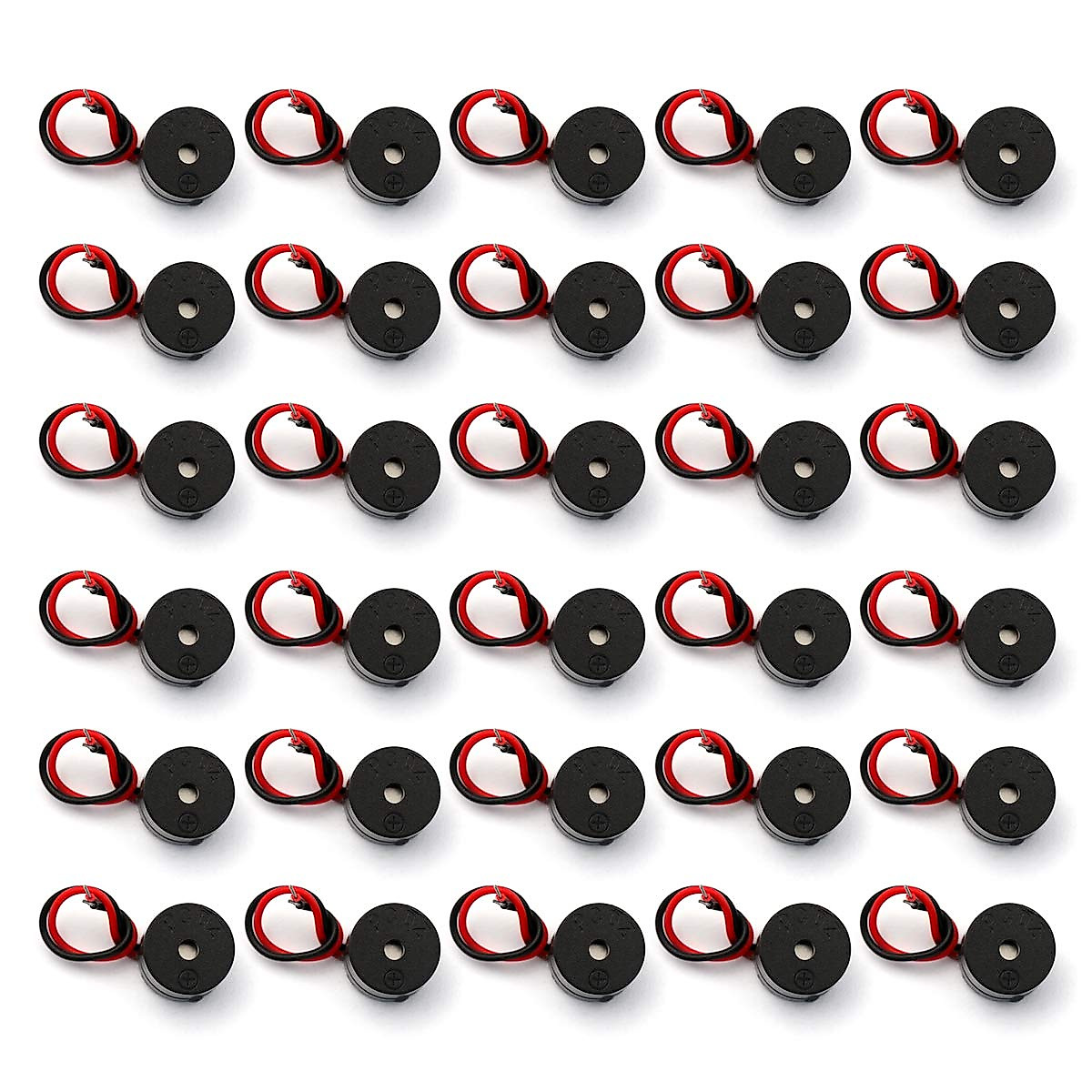 DaFuRui 30Pcs DC 12V Electronic DC Buzzer 5v Alarm Active Piezo Beep Sound ABS Housing 85dB Wired Connector Black