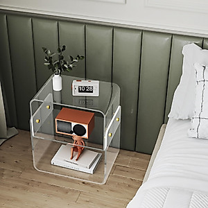 HMYHUM Acrylic Nightstand, 3 Tier Clear Bedside Table for Small Spaces, Modern Side/End Table for Bedroom, Easy Assembly, 17.7" L x 13.8" W x 20.1" H