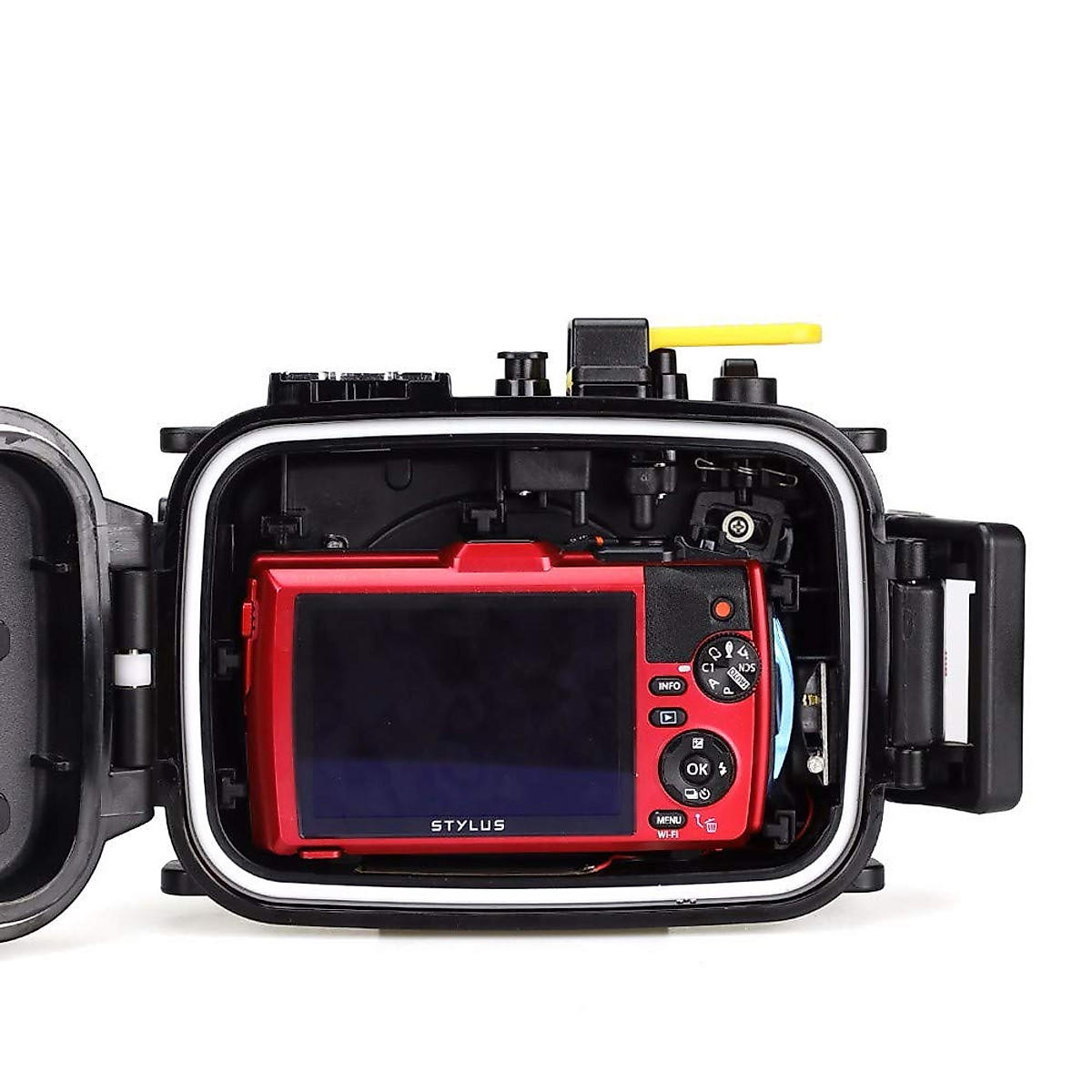 SeaFrogs Waterproof Housing Underwater Case for Olympus TG5 with 67mm Red Filter Combo, Applied to 60m/195ft